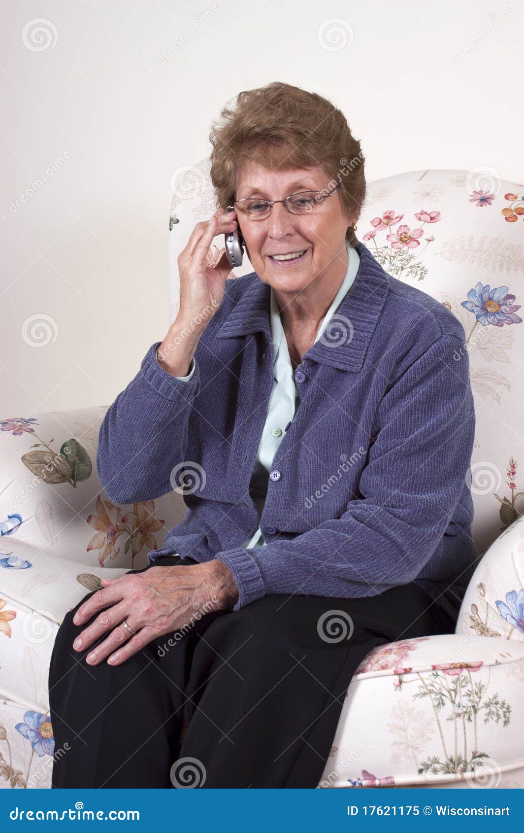 Mature Senior Woman Smile Talk Cell Phone Stock Image Image Of Senior