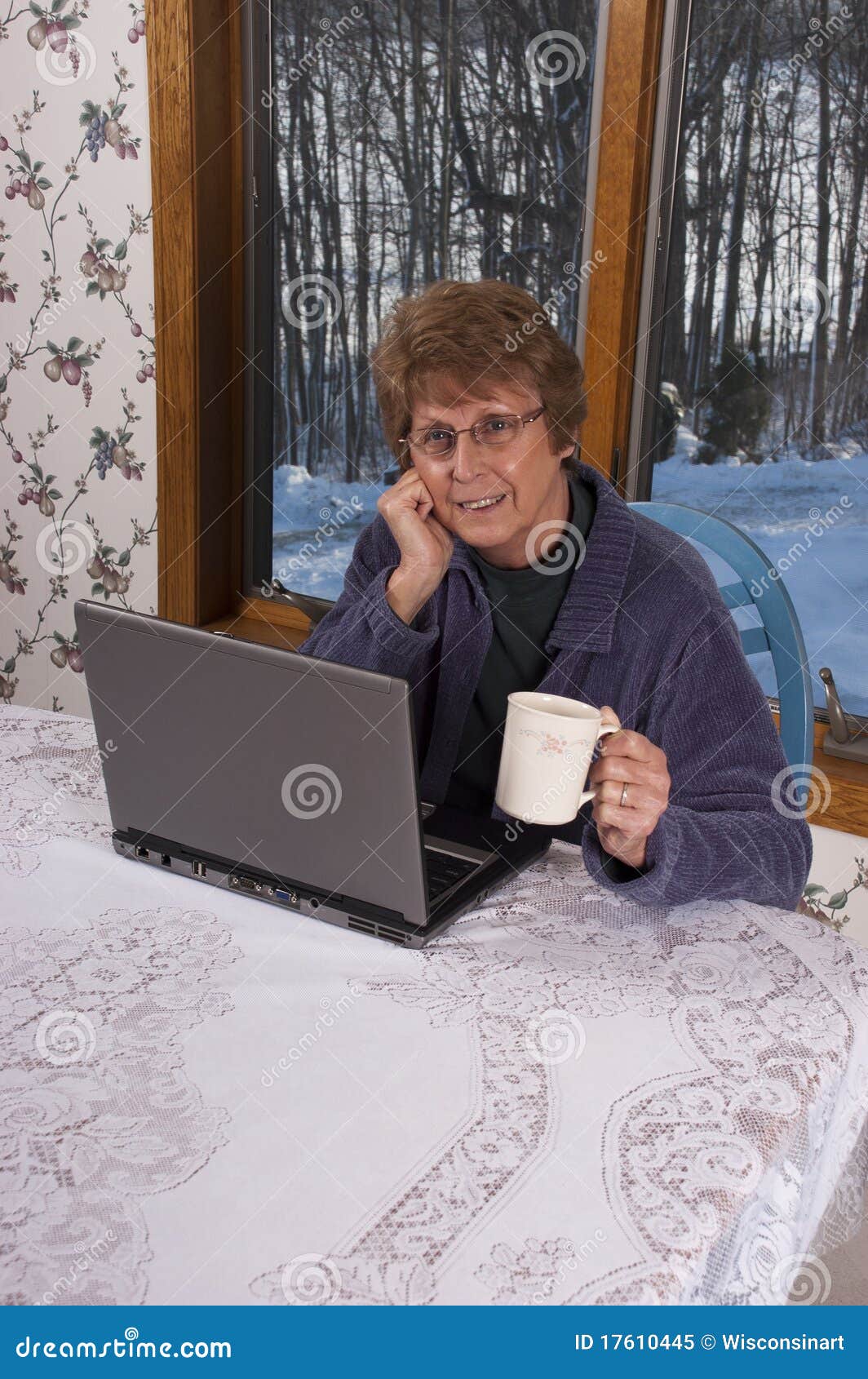 Mature Senior Woman Using Laptop Computer Stock Image - Image of look ...