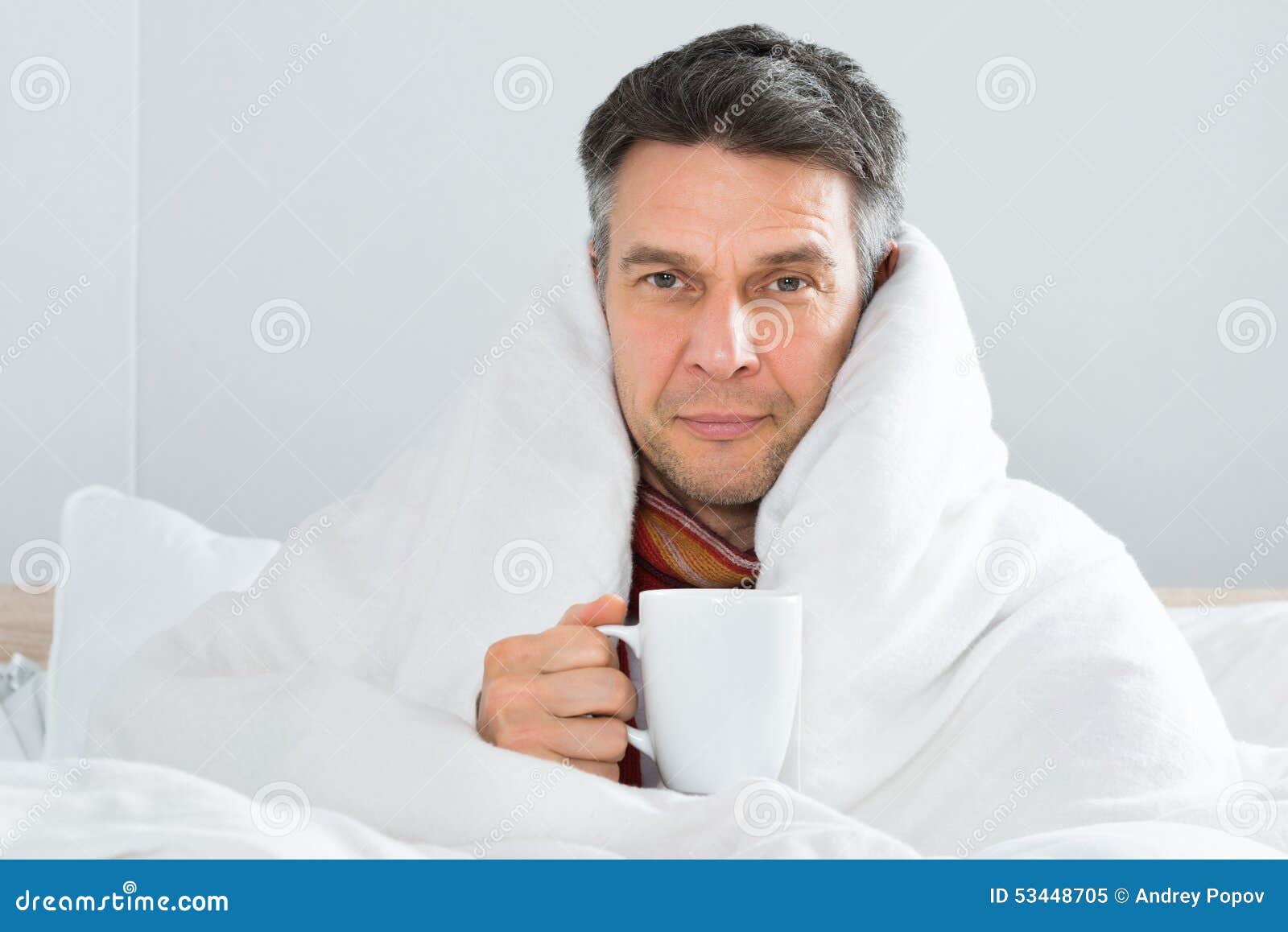 Mature Sick Man Holding Cup of Coffee Stock Image - Image of ...