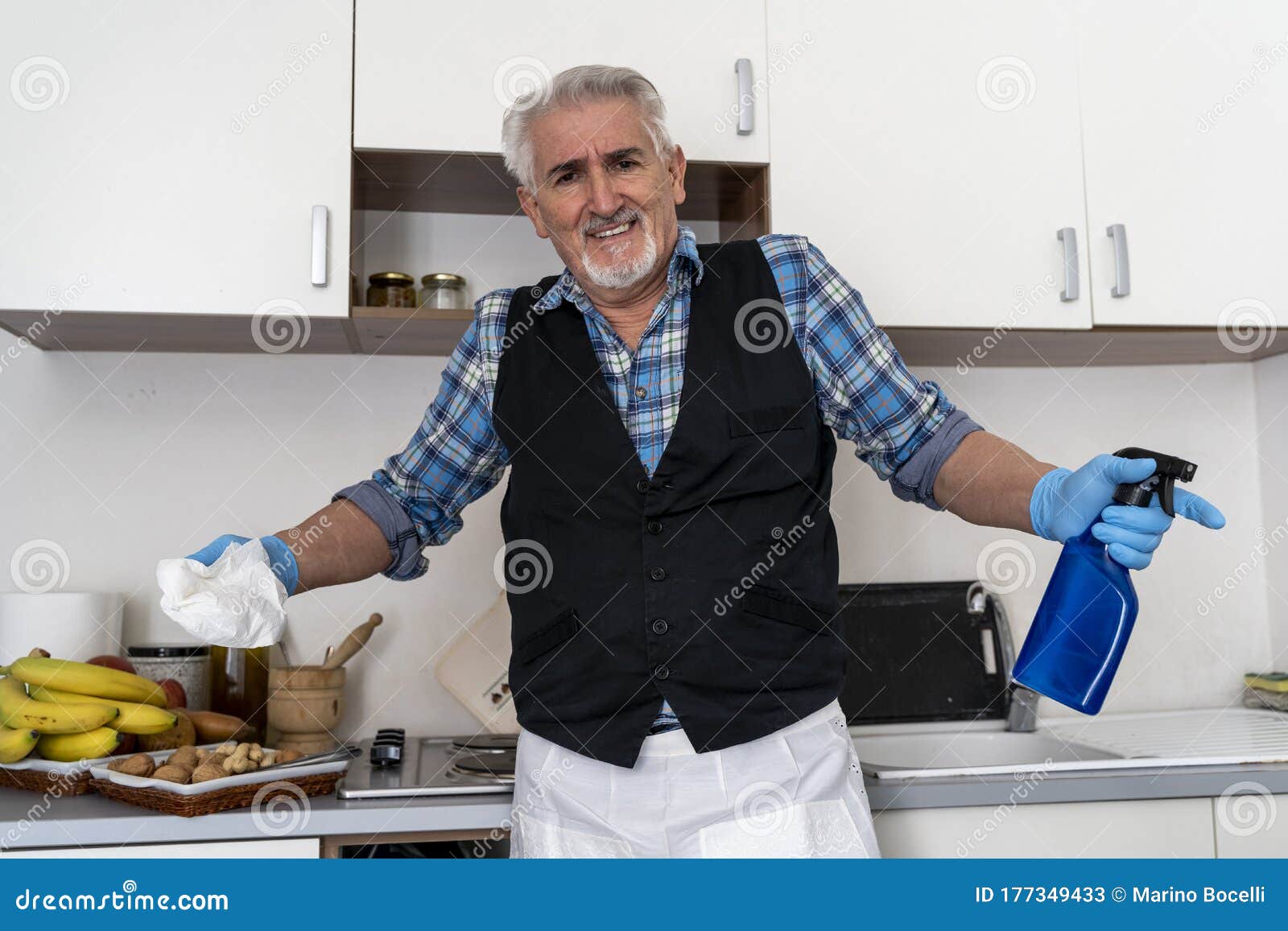 Mature Single Man is Doing Housework during Tough Quarantine Stock ...
