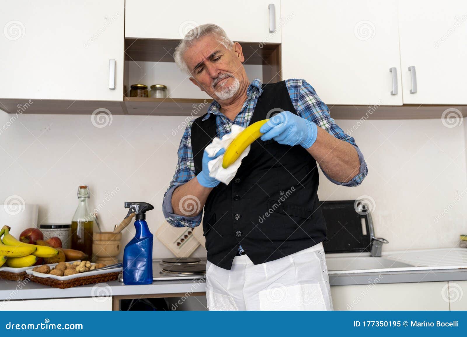 Mature Single Man is Doing Housework during Tough Quarantine Stock ...