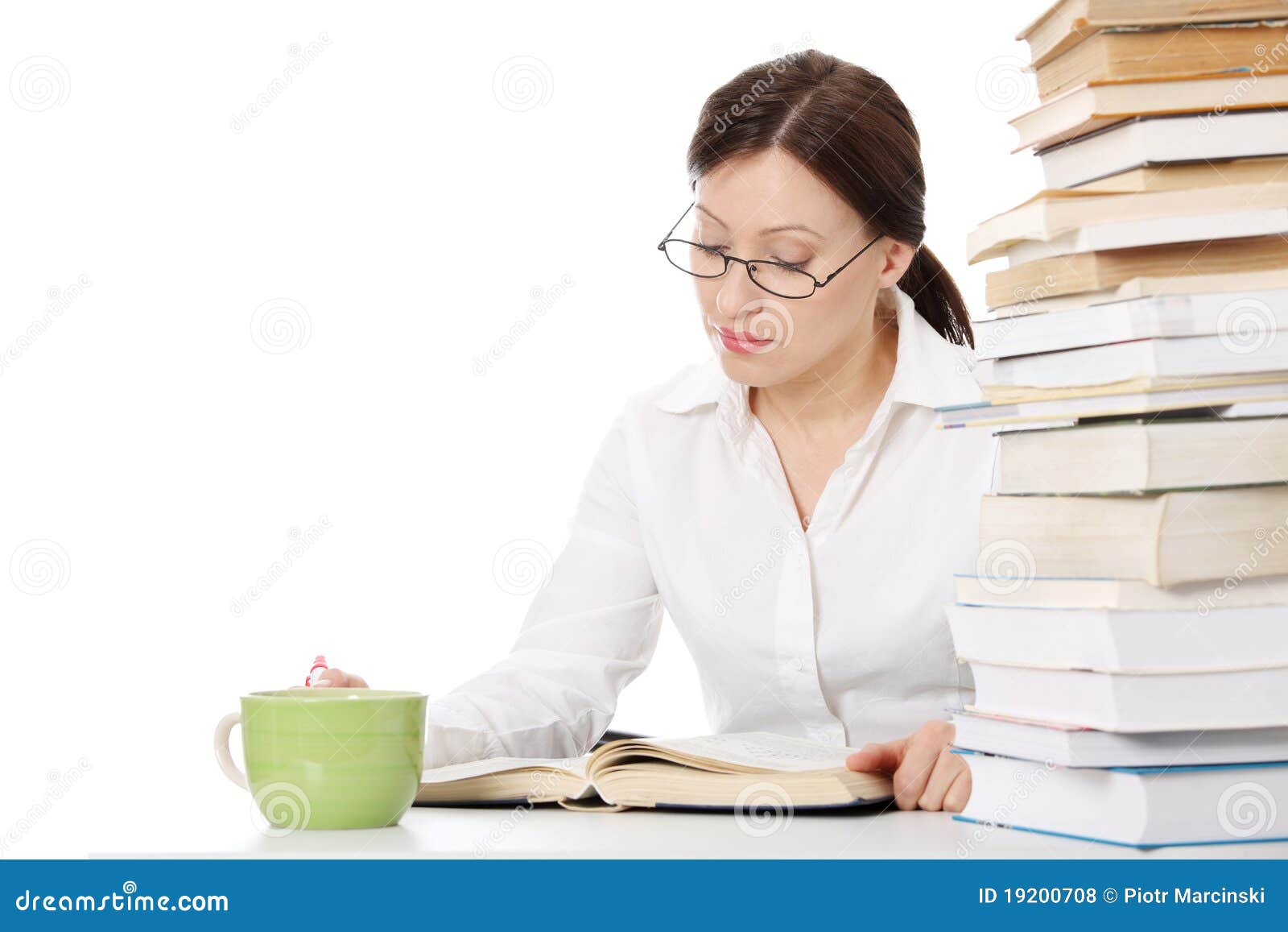 Mature Student Learning at the Desk Stock Photo - Image of attractive ...