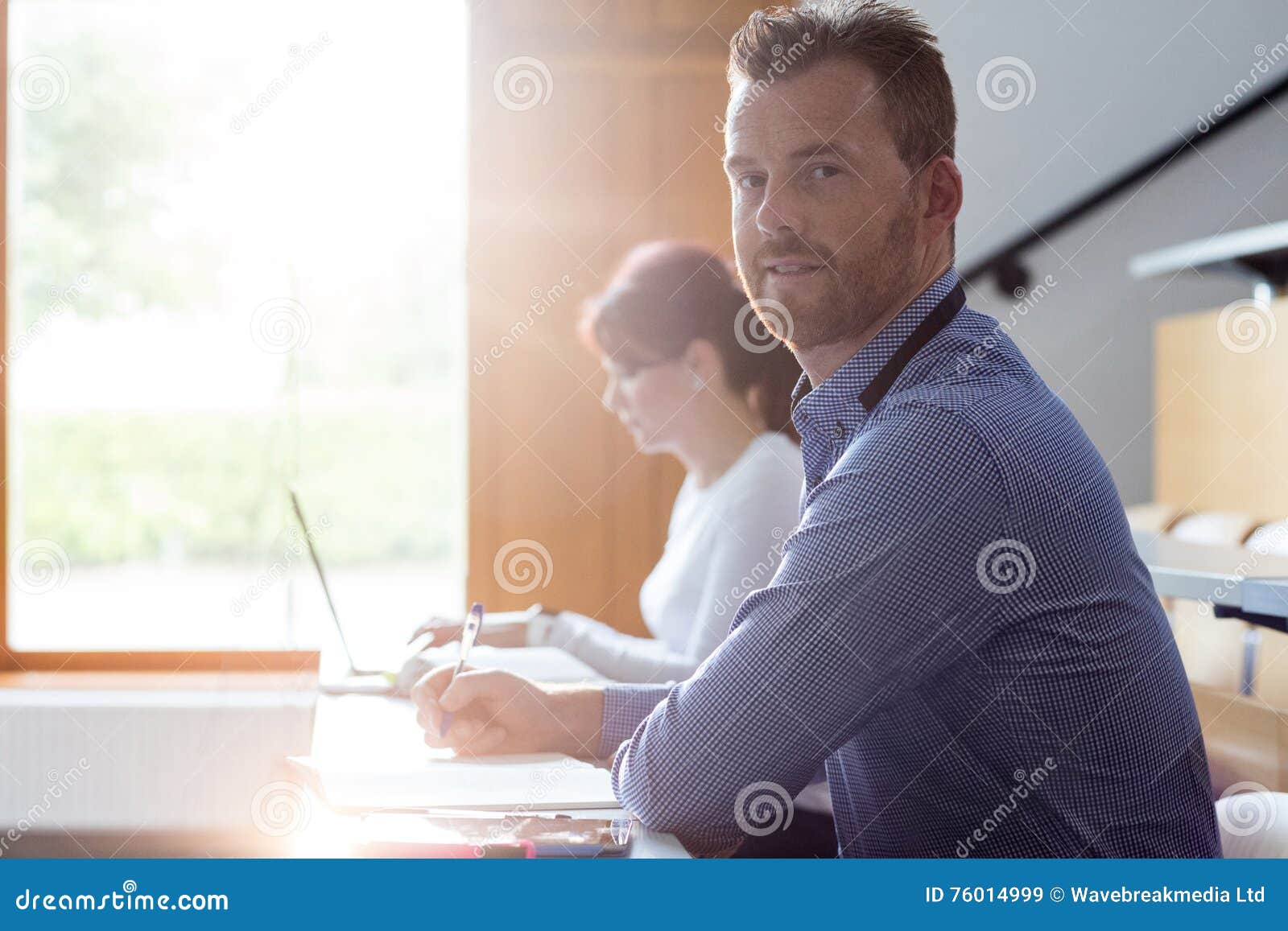 Mature Student Writing Notes Stock Image - Image of desk, learning ...