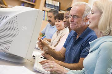 Mature Students Learning Computer Skills Stock Image - Image of color ...