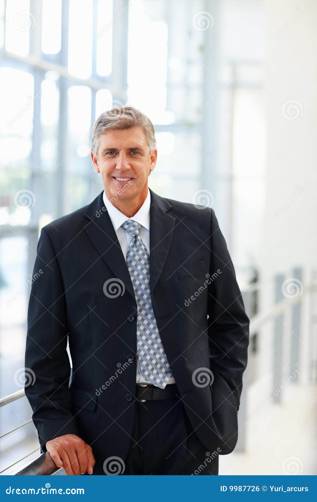 Mature Successful Business Man by Railing Stock Photo - Image of ...