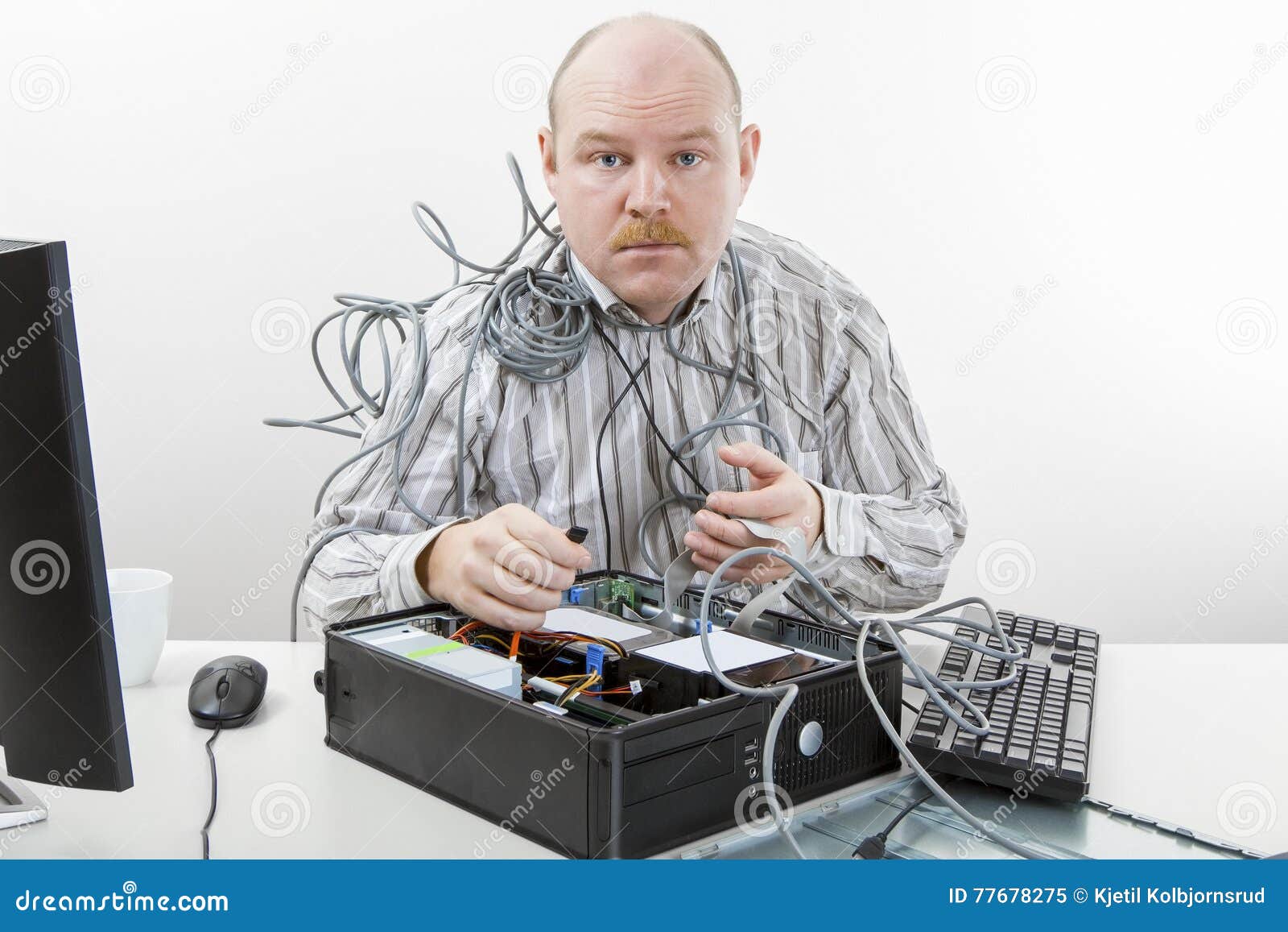 Mature Technician Repairing Computer at Desk Stock Image - Image of ...