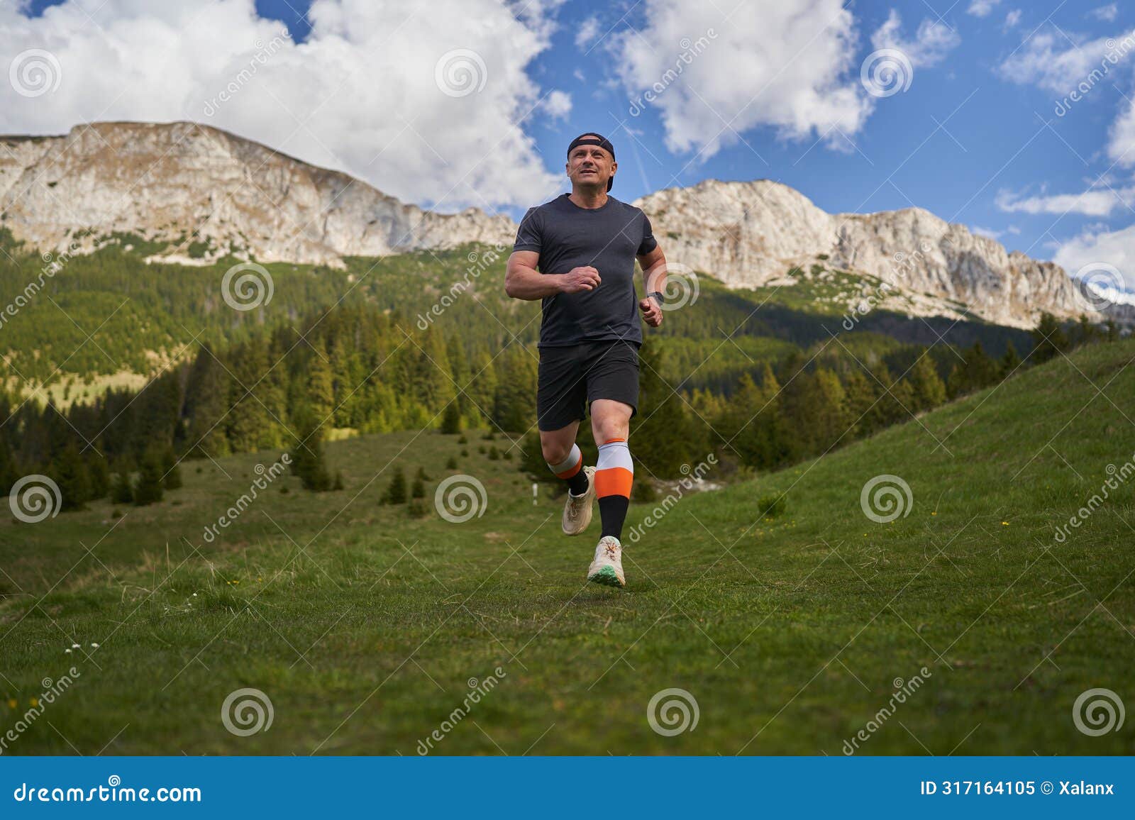 Mature Trail Runner in the Mountains Stock Image - Image of jogger ...