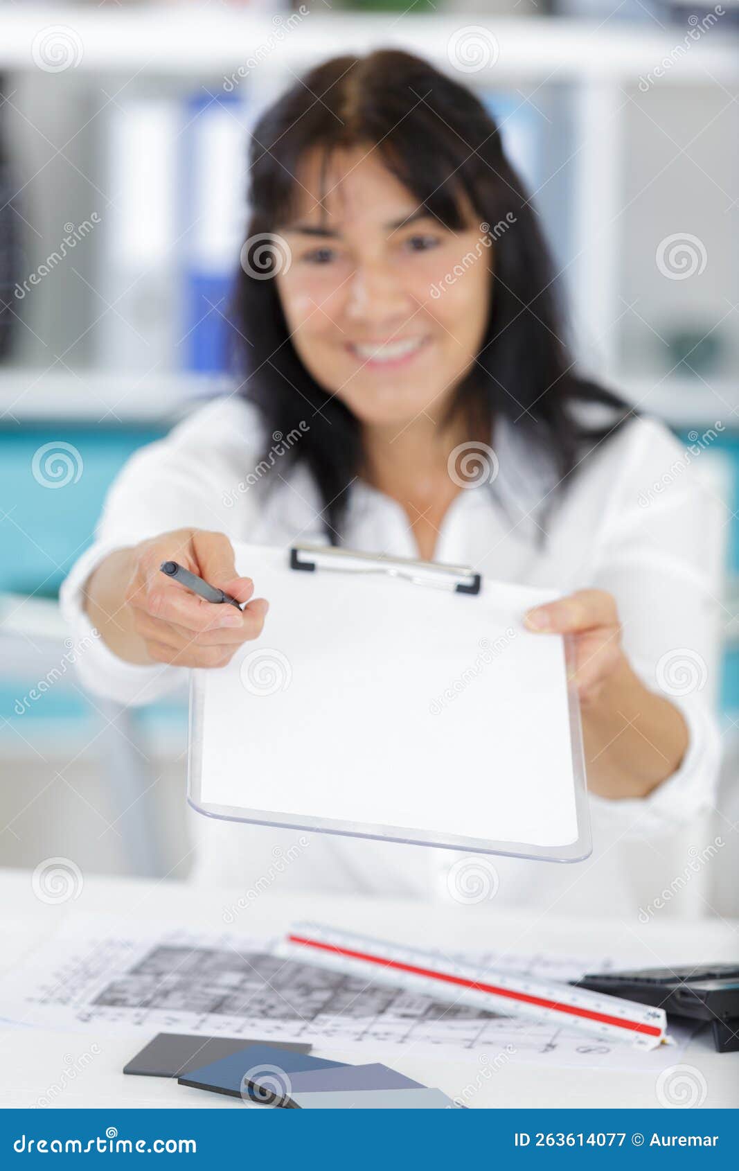 Mature Woman Asking for Signature Stock Image - Image of asking ...