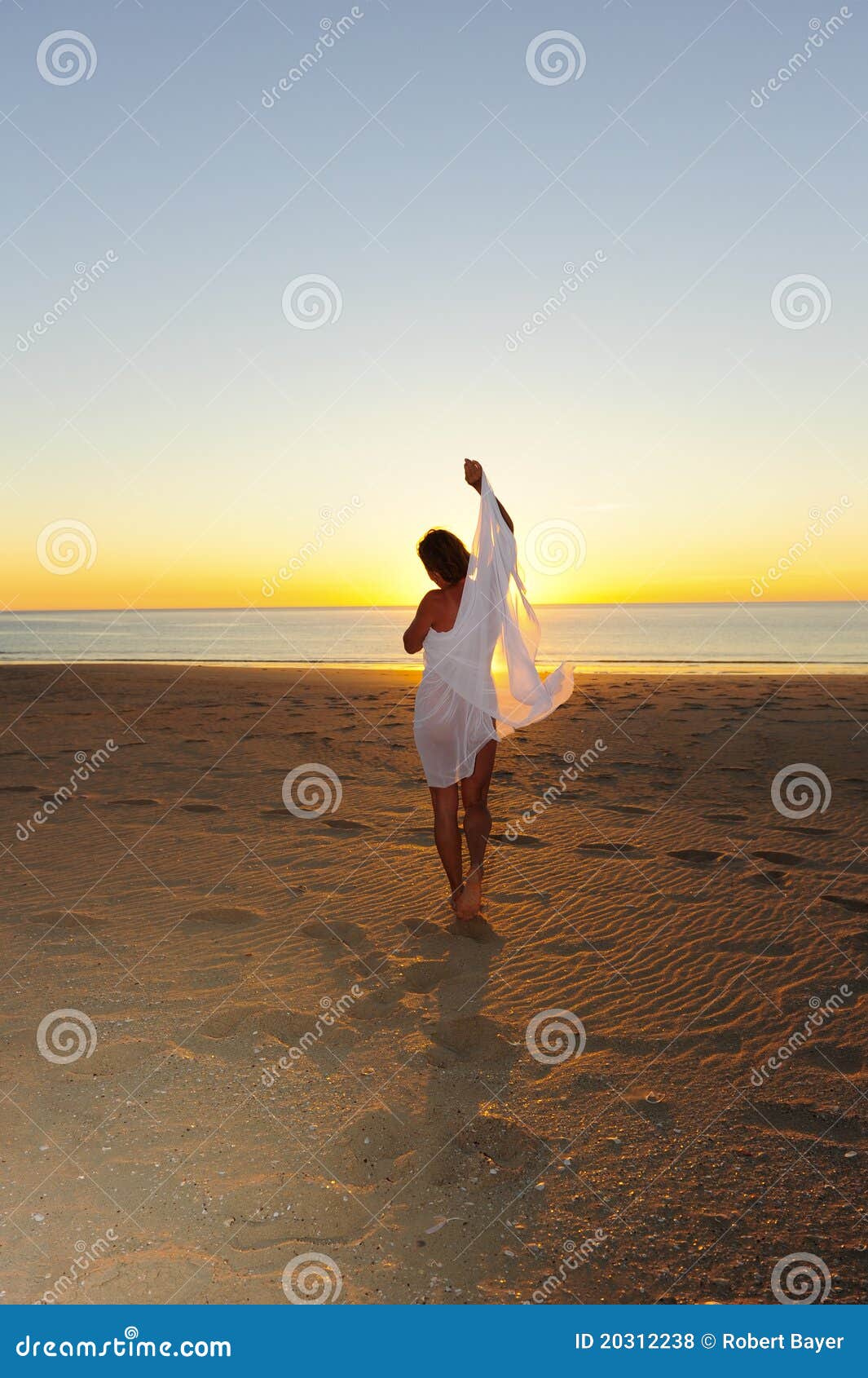 Mature Woman Beach at Sunset Stock Photo - Image of cloth, destination ...