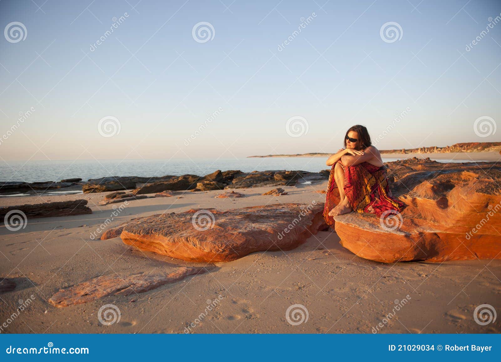 Mature Woman Beach at Sunset Stock Photo - Image of copy, clear: 21029034