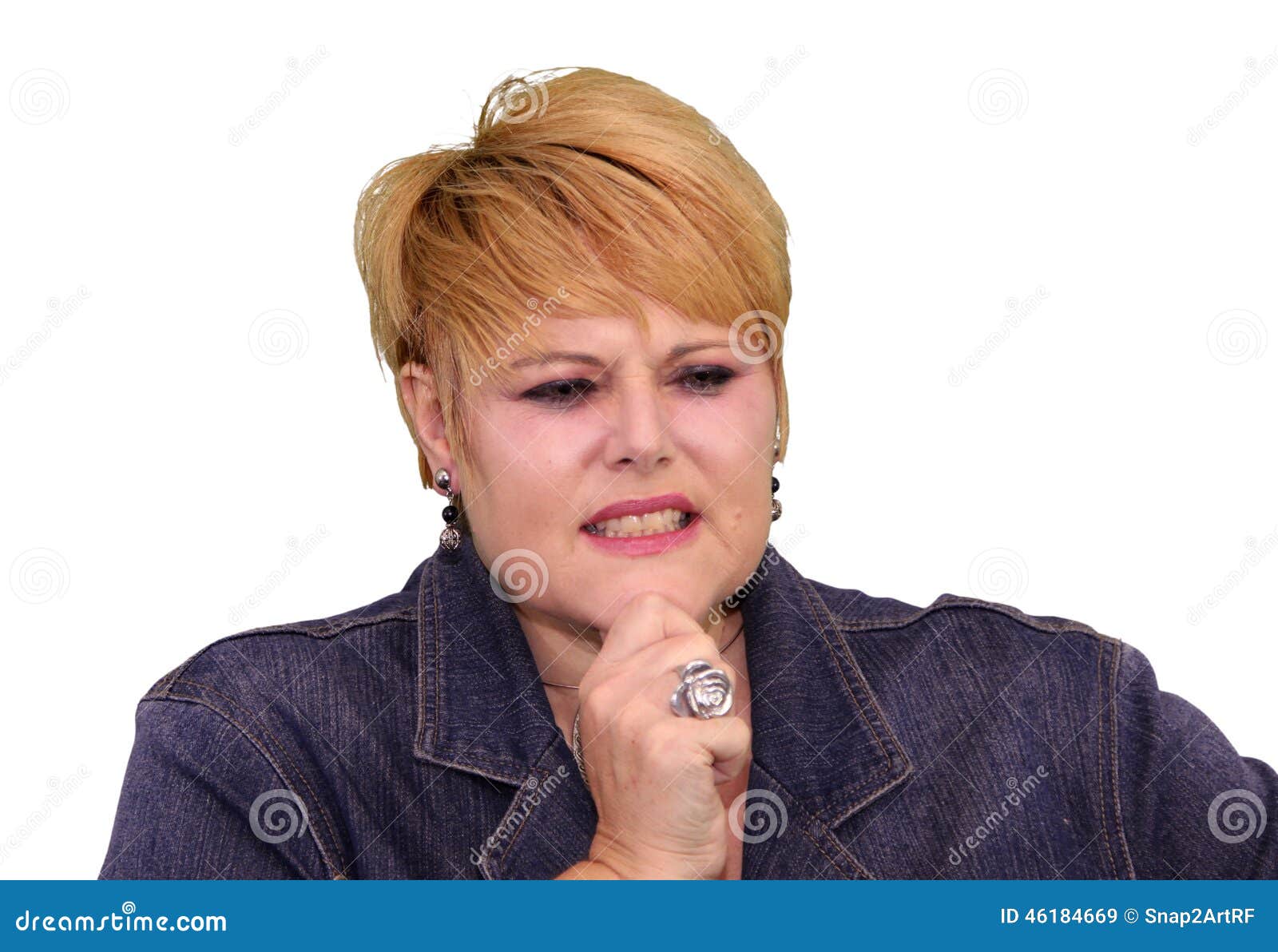 Mature Woman Body Language - Unsure Stock Image - Image of decide, face ...