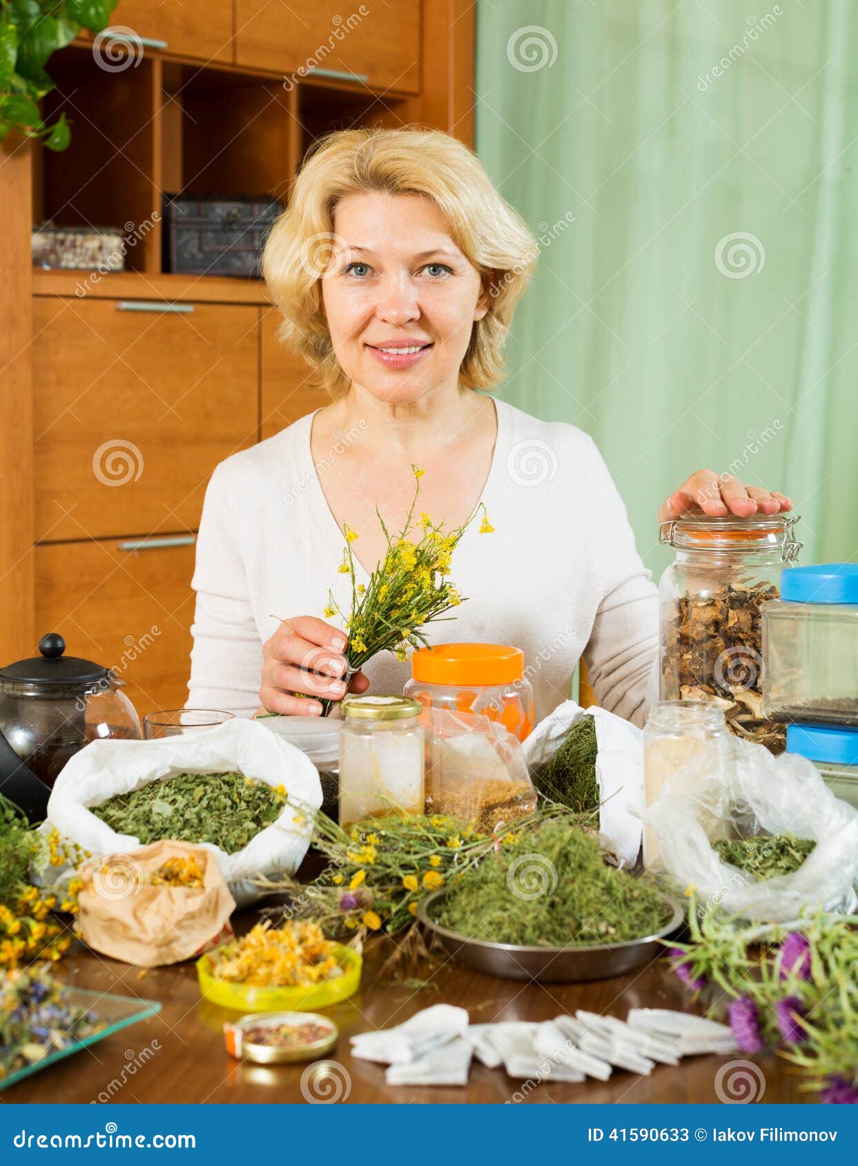 Mature Woman Doing Herbal Tea Stock Image - Image of concoct, mature ...