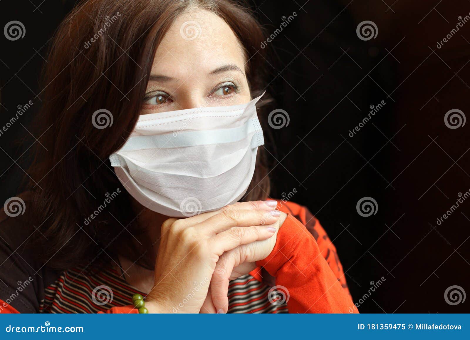 Mature Woman in a Face Mask Stock Image - Image of global, portrait ...
