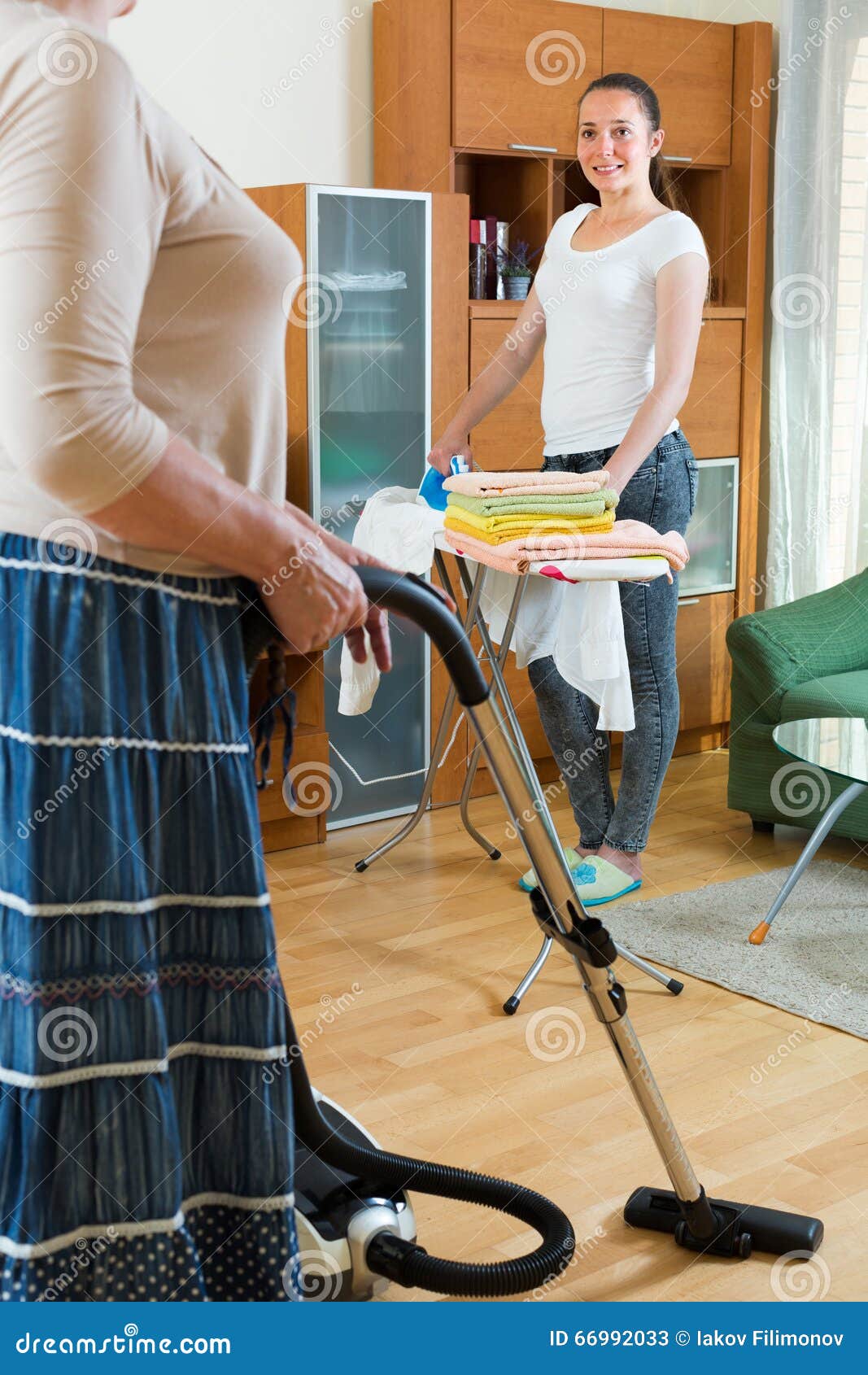 Mature Woman And Girl Cleaning At Home Stock Image Image Of Clean