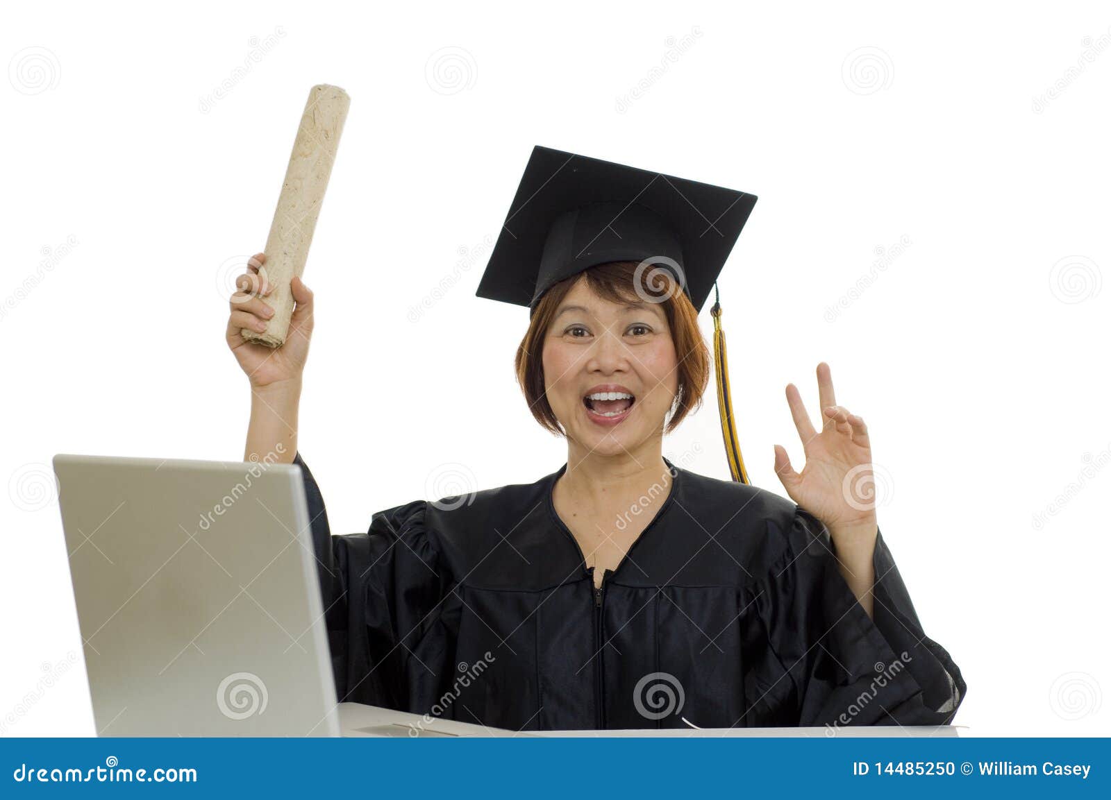 Mature Woman Graduate with Diploma Stock Photo - Image of graduate ...