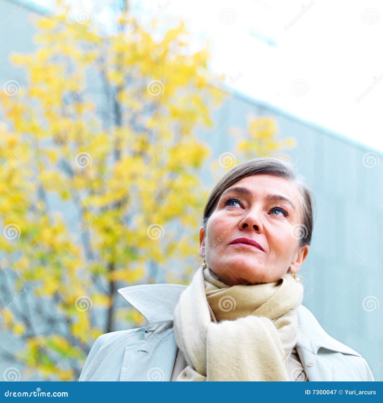 Mature Woman Looking Up at Copyspace Stock Image - Image of business ...