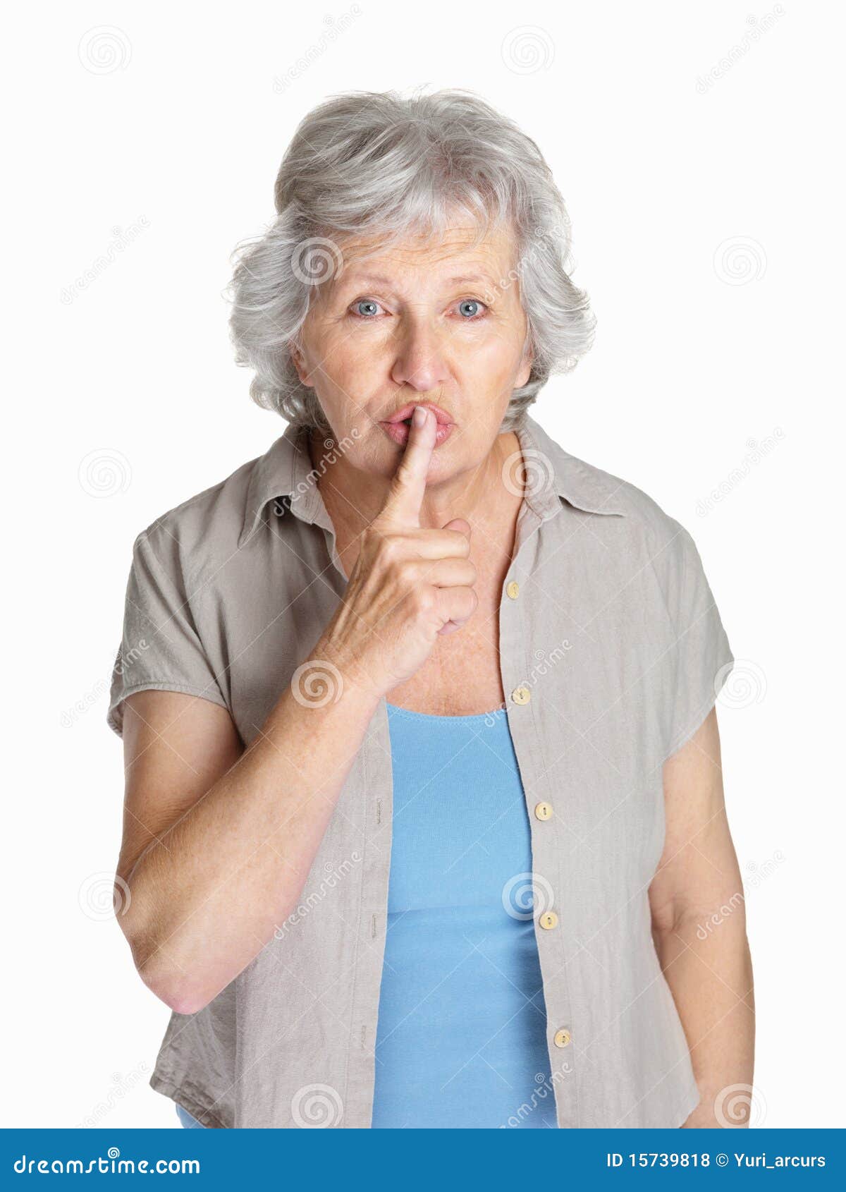 Mature Woman Making the Gesture for Quiet Stock Photo - Image of alone ...