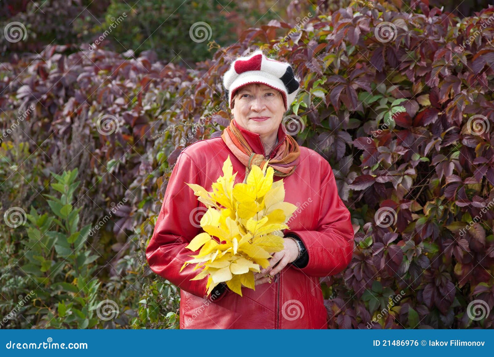 Mature Woman with Maple Posy Stock Photo - Image of elegant, model ...