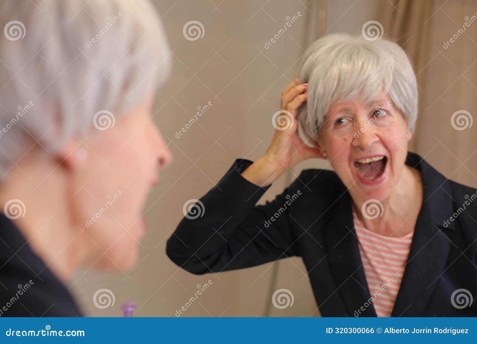 Mature Woman with a Nervous Evil Smile Stock Photo - Image of fear ...