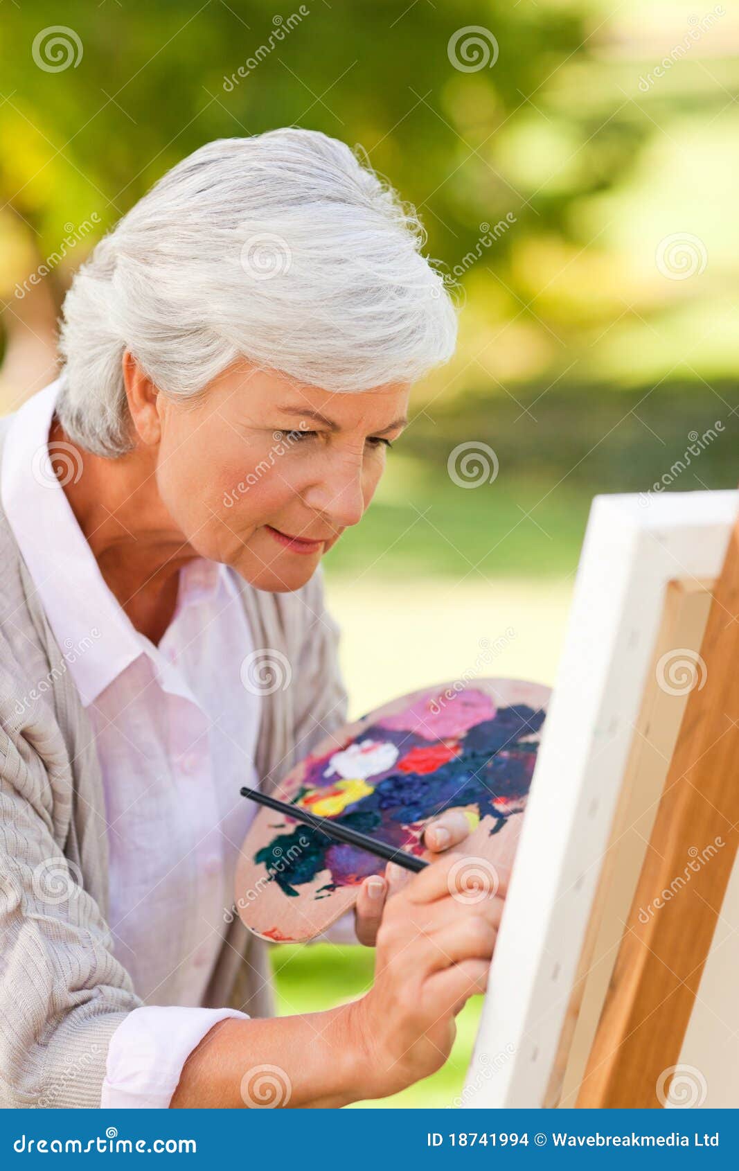 Mature Woman Painting in the Park Stock Photo - Image of caucasian ...