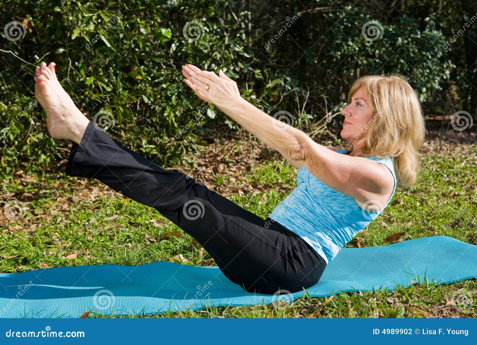 Mature Woman Pilates stock photo. Image of senior, nature - 4989902