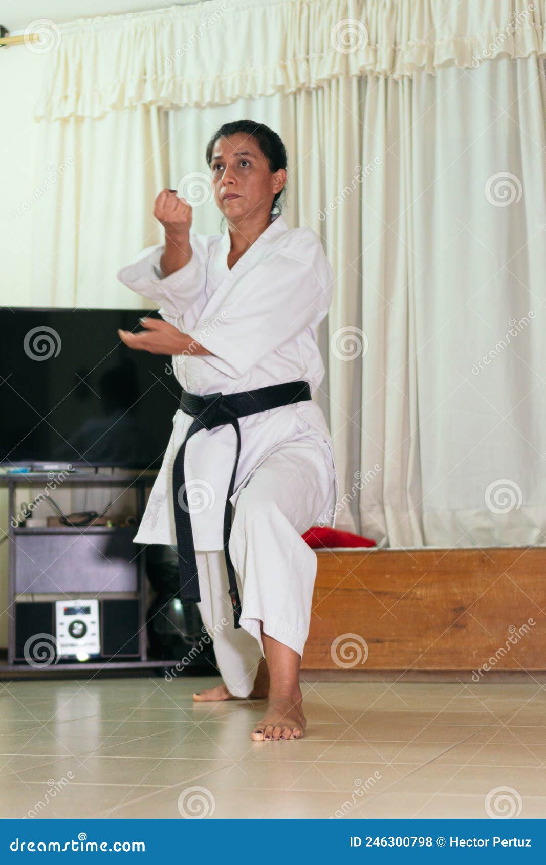 Mature Woman is Practicing Karate Stock Photo - Image of female ...