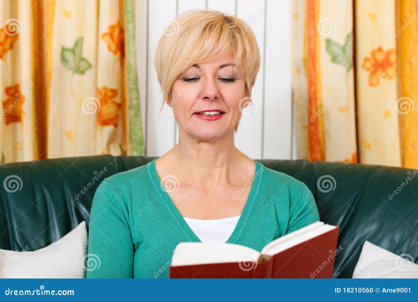 Mature Woman Is Reading A Book Stock Photo - Image of education, book ...