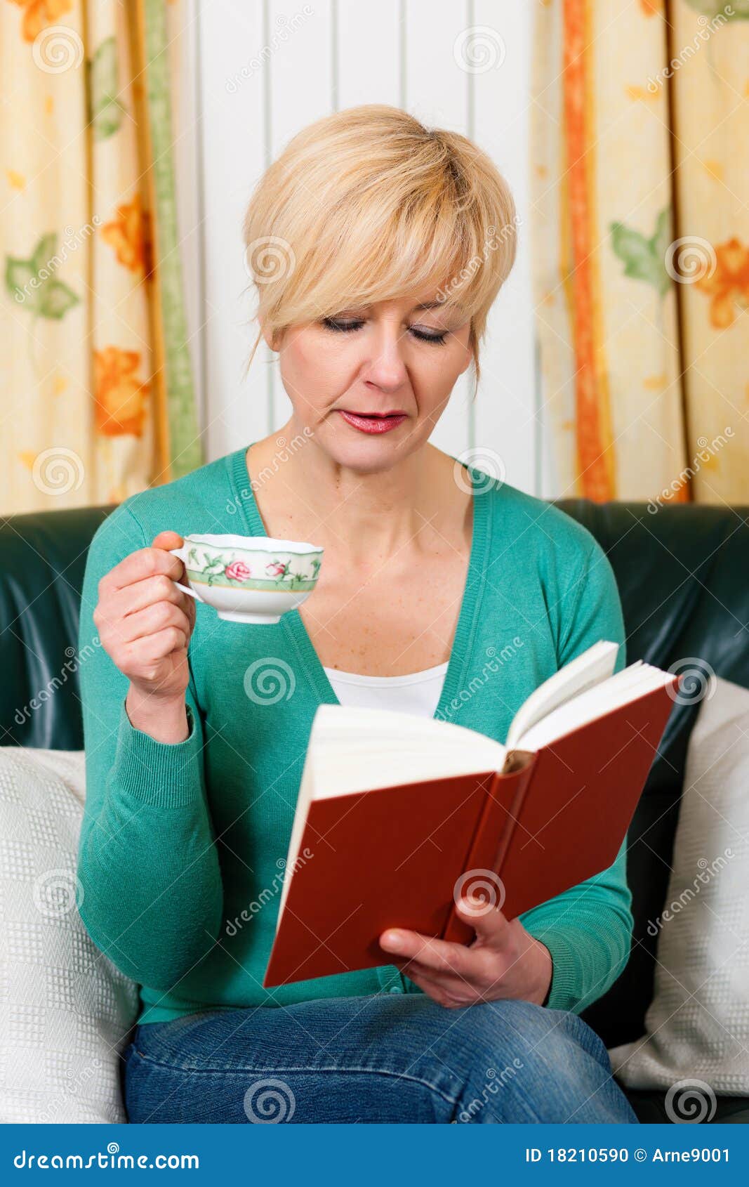 Mature Woman is Reading a Book Stock Photo - Image of mature, read ...