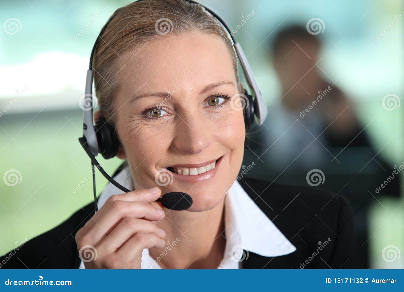 Mature woman receptionist stock photo. Image of female - 18171132