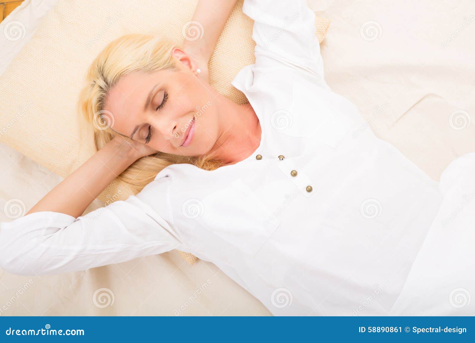 Mature Woman Relaxing In Bed Stock Image Image Of Duvet Caucasian