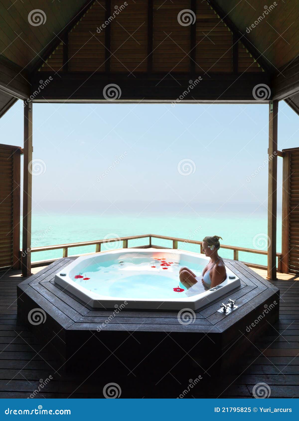 Mature Woman Relaxing in a Jacuzzi Stock Image - Image of bikini ...