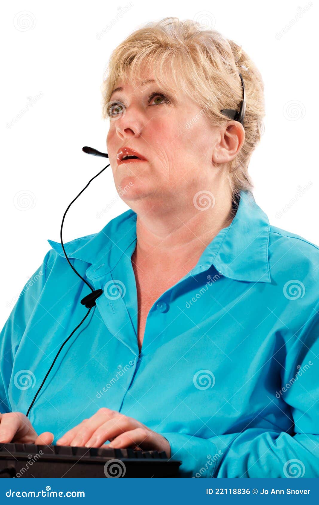 Mature Woman Service Representative Stock Photo - Image of computer ...