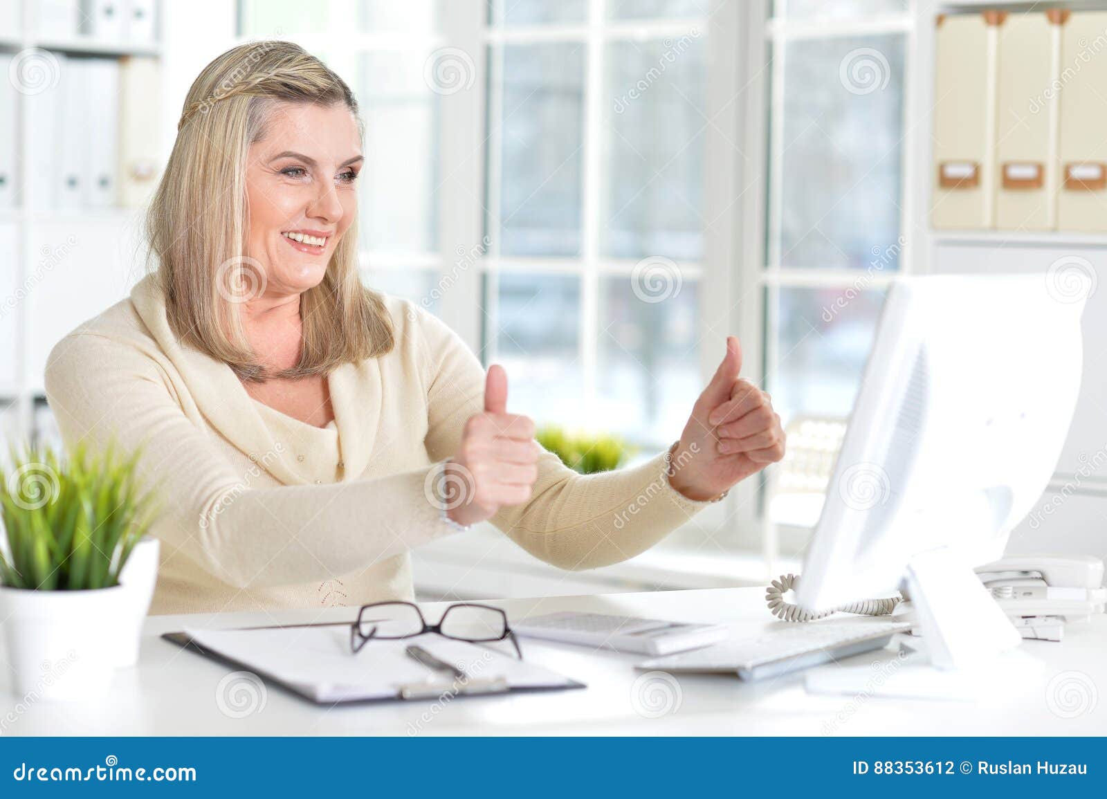 Mature Woman Using Computer Stock Photo - Image of female, manager ...