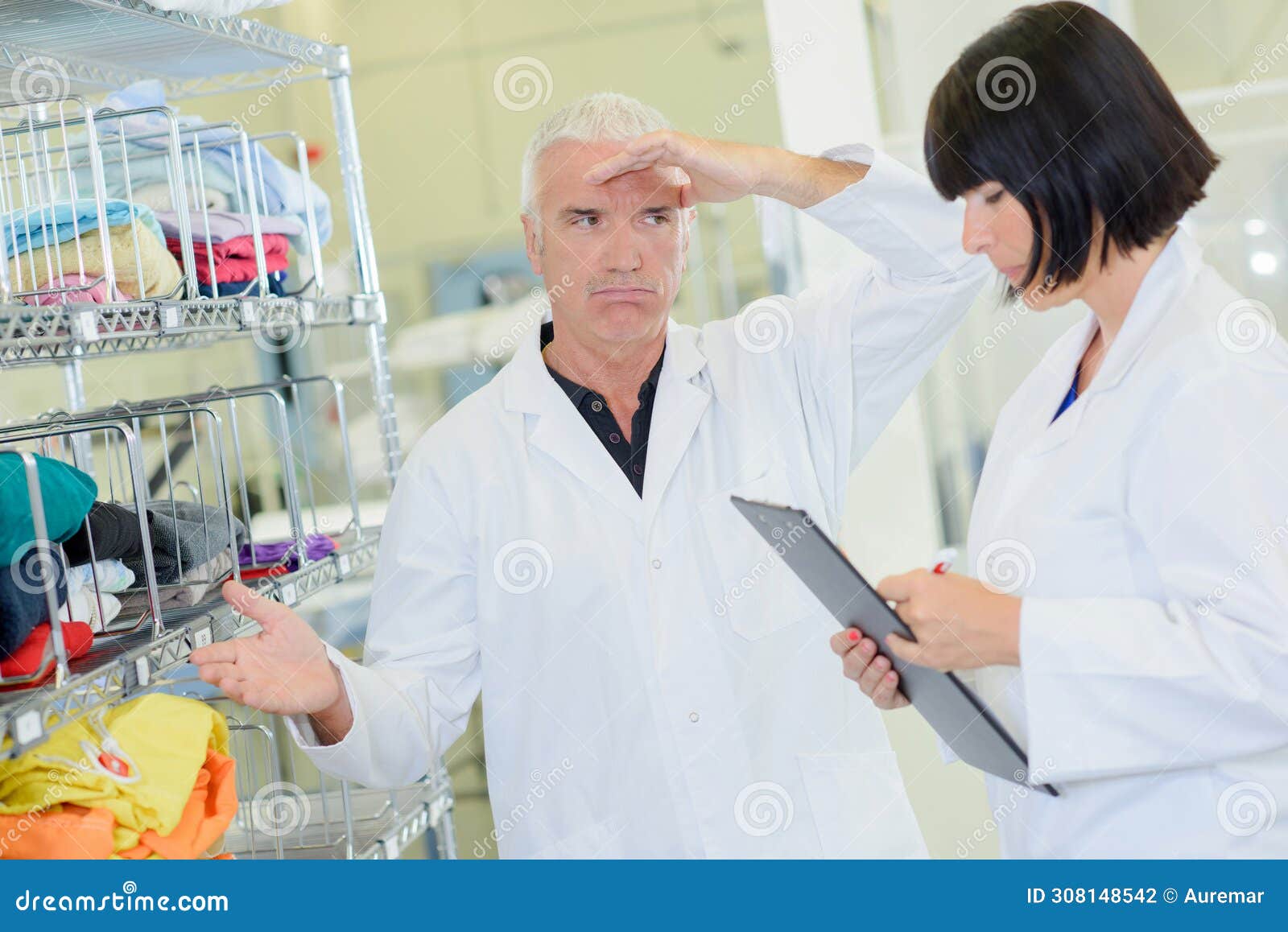 Mature Worker and Colleague in Laundry Service Business Stock Photo ...