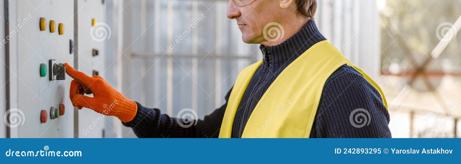 Male Engineer Using Electric Control Box at Factory Stock Image - Image ...