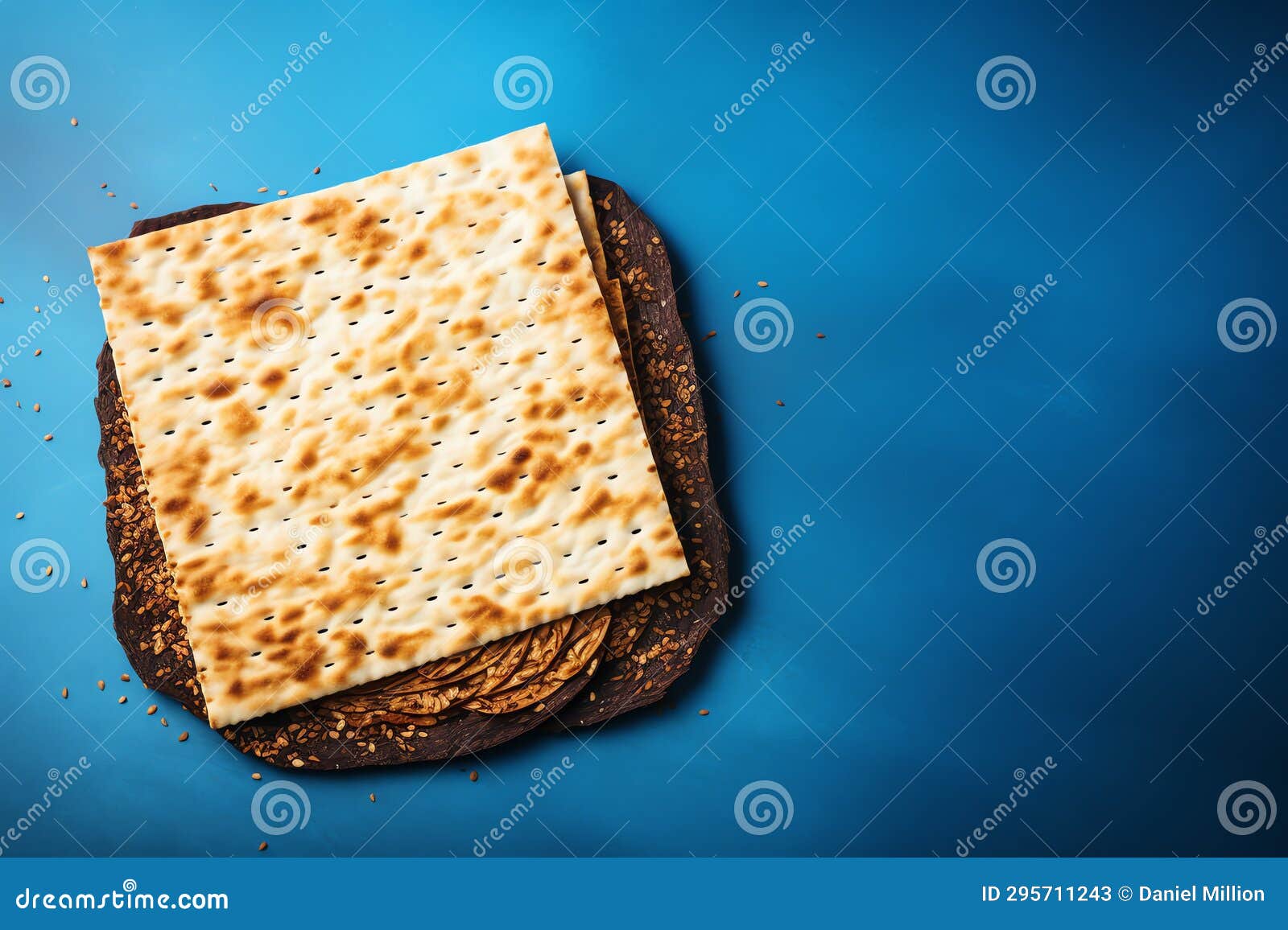 Matzah Jewish Symbol on Blue Background Stock Illustration ...