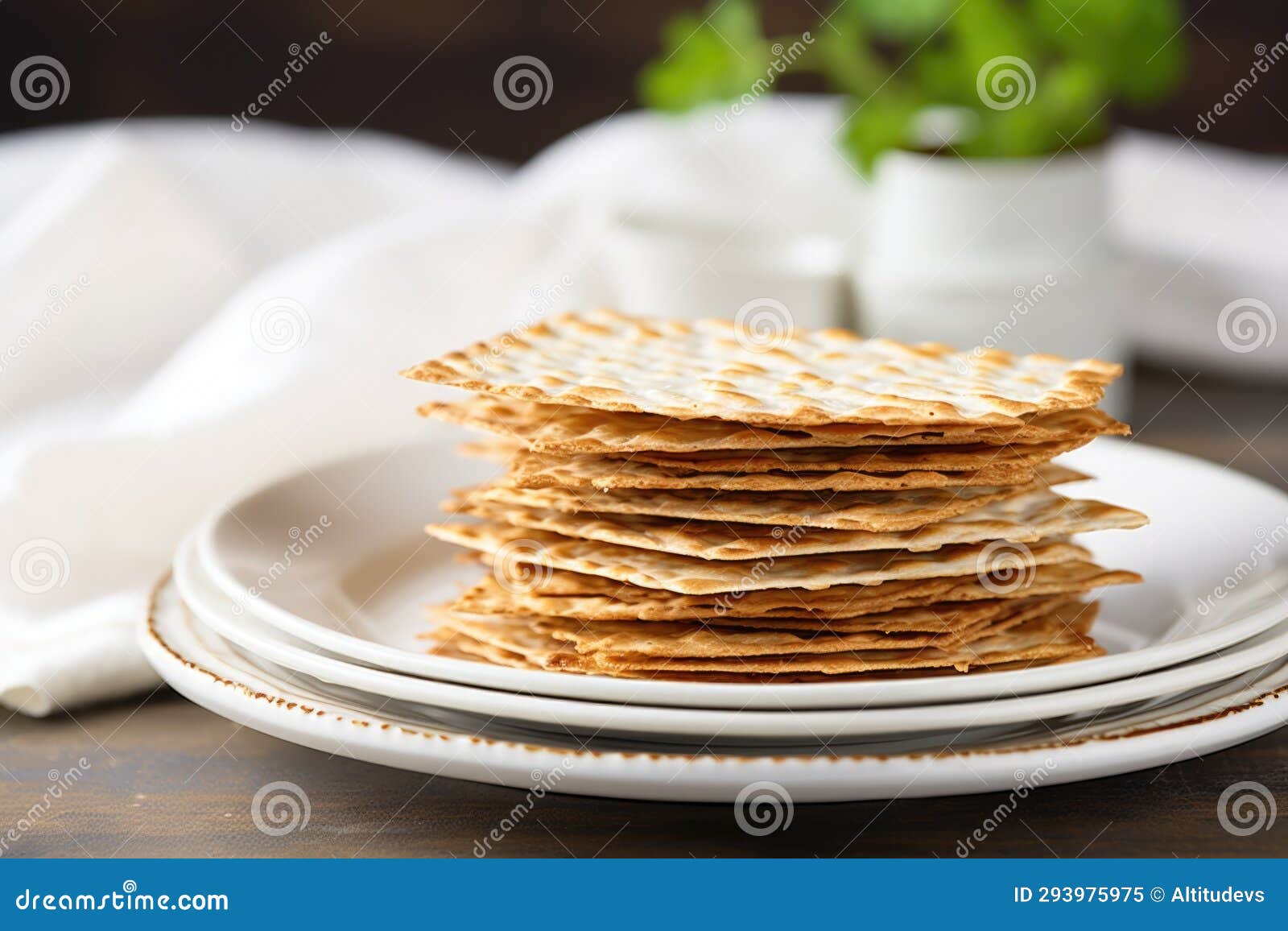Matzo Bread Stacked on a Ceramic Plate Stock Image - Image of studio ...