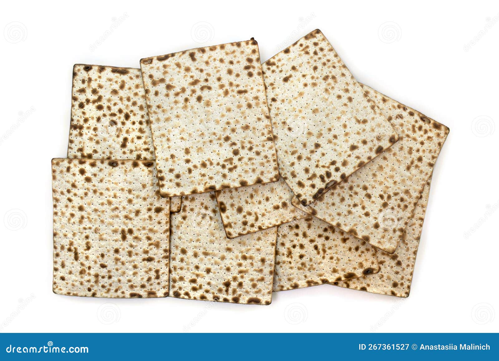 Matzo for Passover Celebration on a White Background. Top View, Flat ...