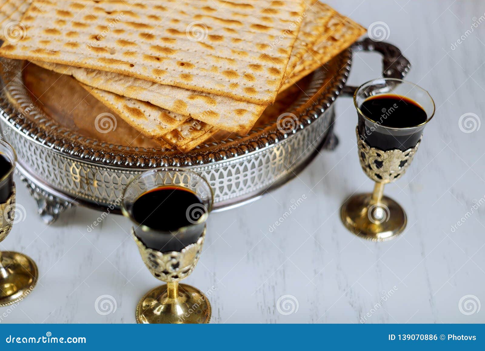 Matzo for Passover with Seder on Plate on Table Close Up Stock Photo ...