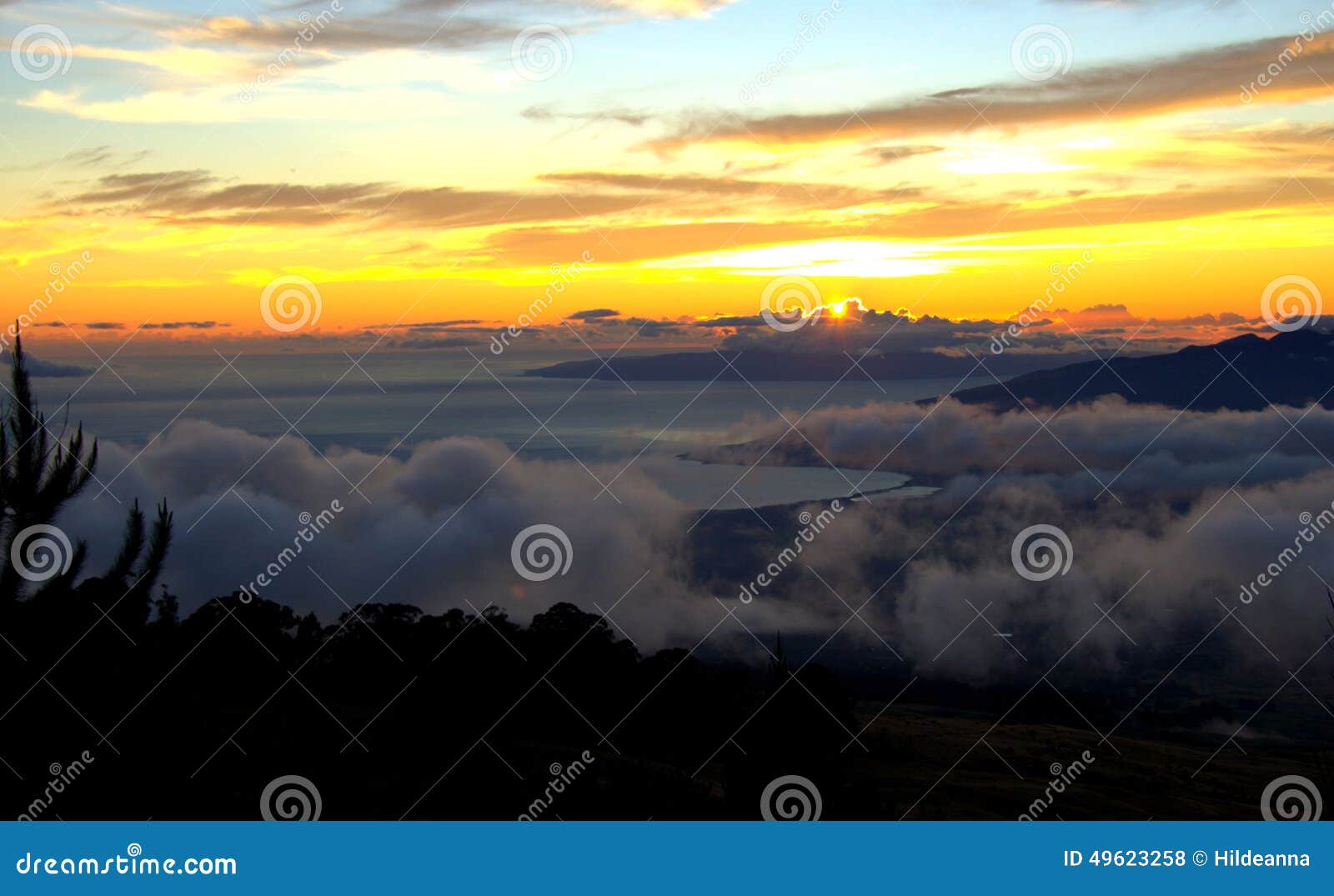 Maui Hawaii Sunset from Mountain Top Stock Photo - Image of mountain ...