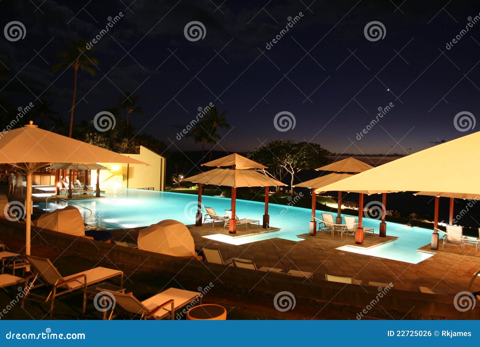 Maui Infinity Pool at Night Stock Photo - Image of chair, water: 22725026