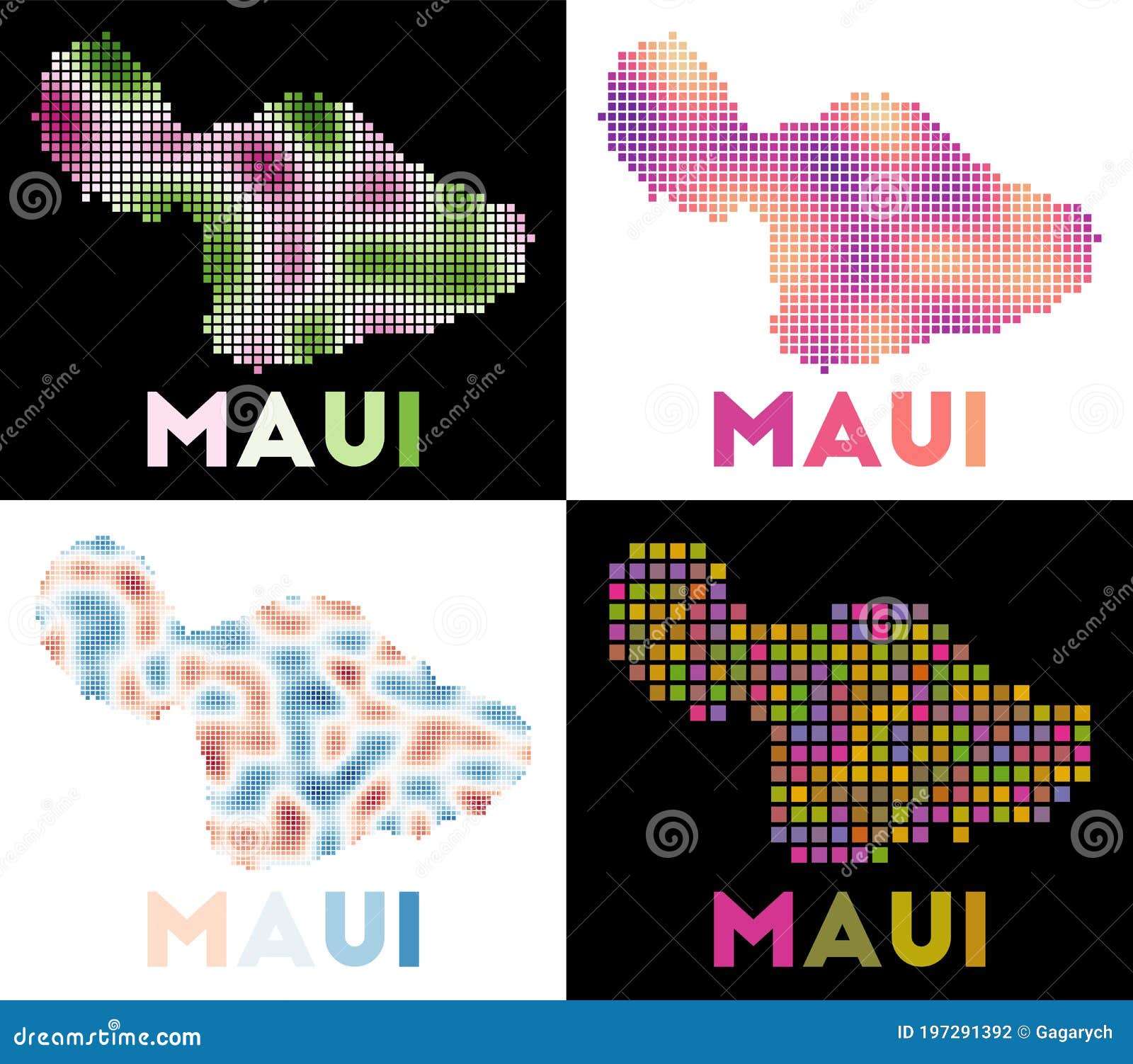 Maui map. stock vector. Illustration of geography, pixel - 197291392