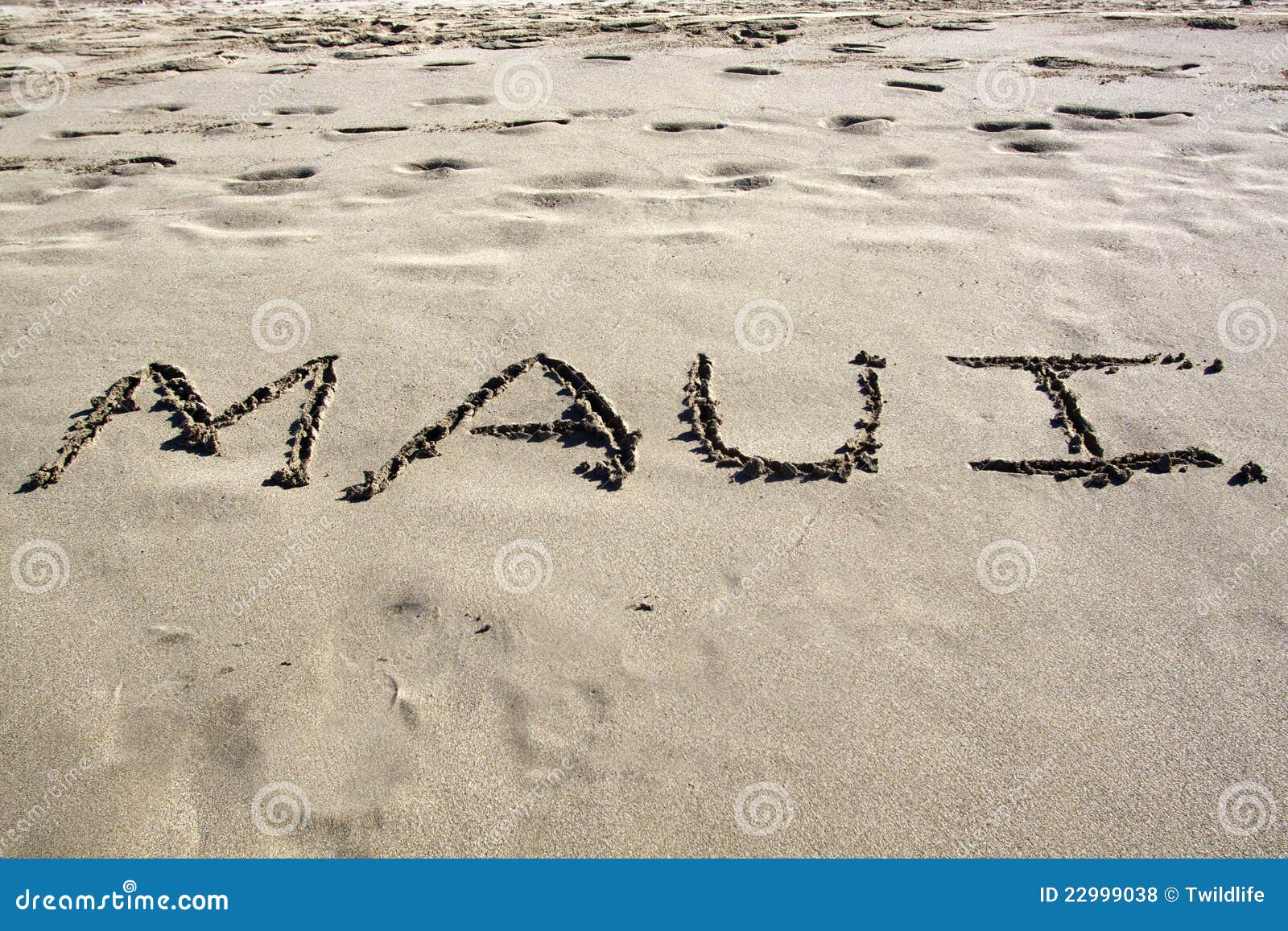 Maui in the Sand stock photo. Image of word, ocean, hawaii - 22999038