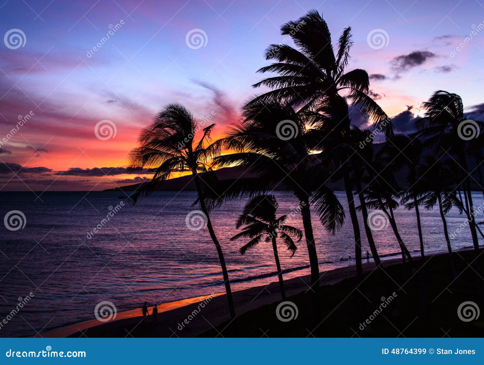 Maui Sunset stock image. Image of coastline, travel, water - 48764399