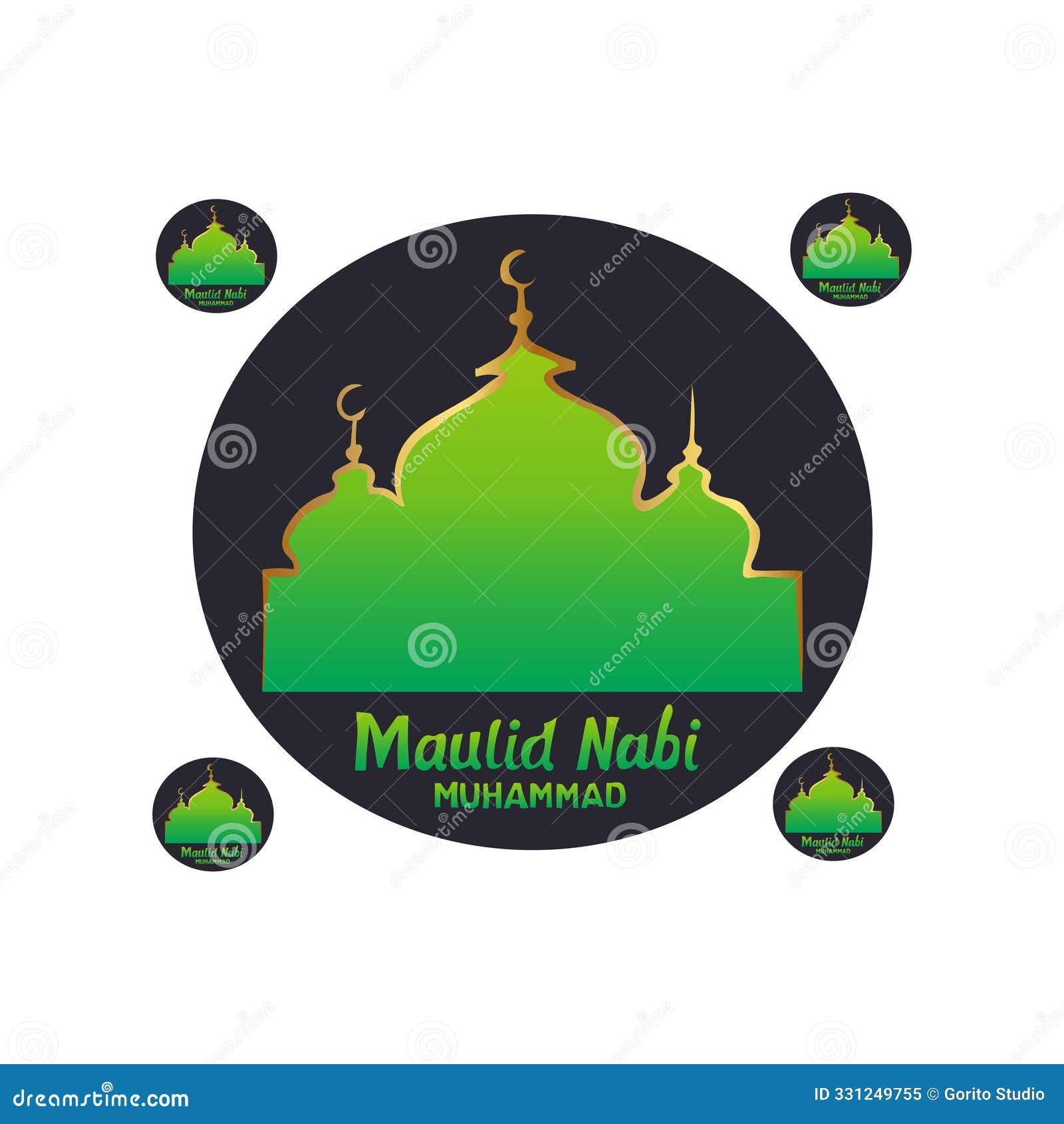 Maulid Nabi Muhammad Set Collection Vector Stock Illustration ...