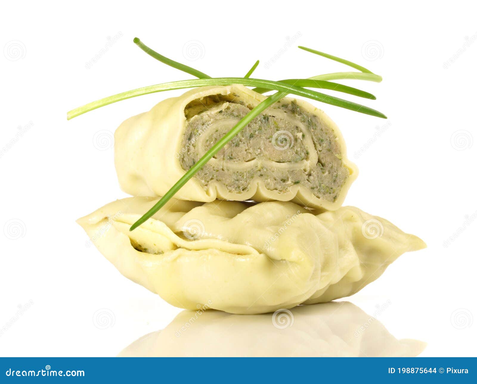 Maultaschen with Chives - Traditional German Style Stock Photo - Image ...