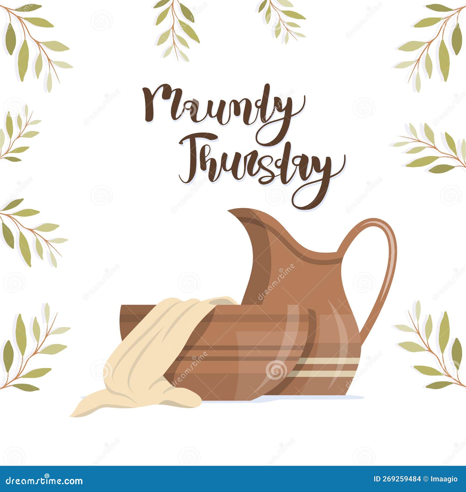 Maundy Thursday Banner with Basin, Towel and Clay Jug with Handle Stock ...