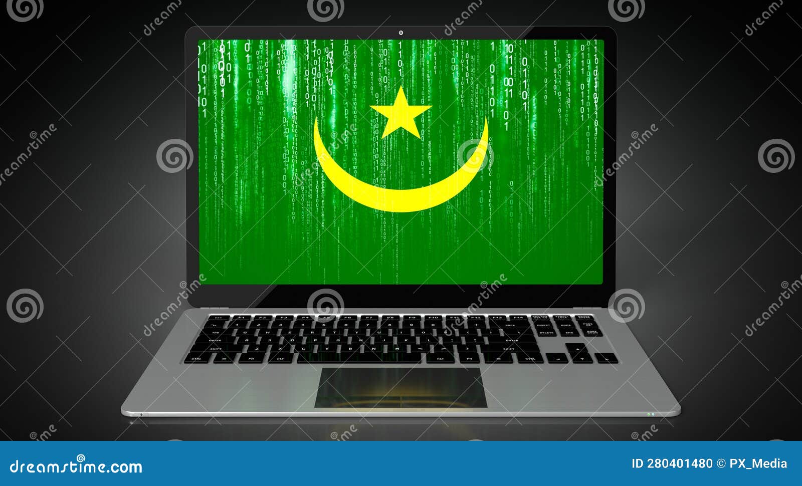 Mauritania - Country Flag and Binary Code on Laptop Screen Stock ...