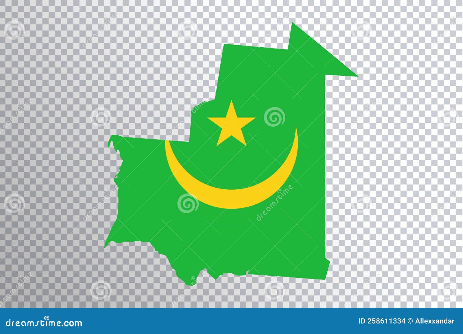 Mauritania Flag on Map, Transparent Background Stock Illustration ...