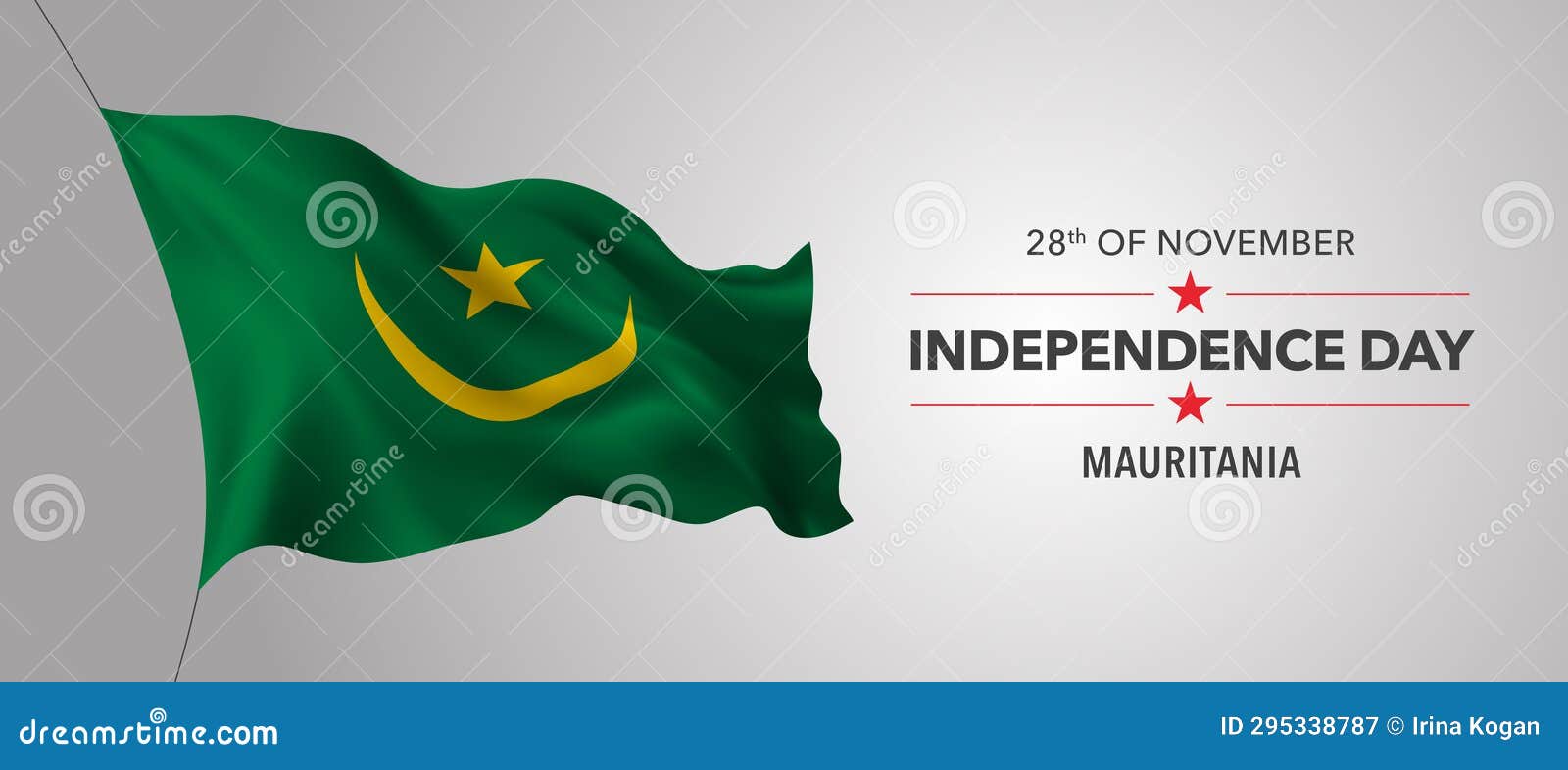 Mauritania Happy Independence Day Greeting Card Banner With Template